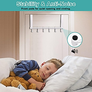 MGahyi Over The Door Hooks Hanger, Moving 6-Hooks,Over Door Towel Rack,Door Coat Hanger, Upgraded Long Arms for Bathroom Accessories (White)