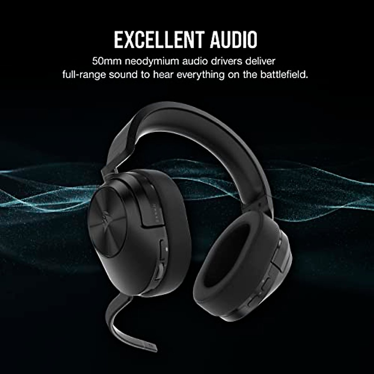 Corsair HS55 Wireless CORE Gaming Headset - Low-Latency 2.4Ghz, Up to 50ft Bluetooth Range, Lightweight Construction, Tempest 3D AudioTech Support on PS5, Omni-Directional Microphone - Black