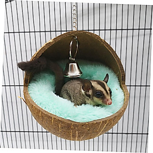 balacoo 3pcs cuttlebone Hanging Hideaway Swing Bird Playground Parrots hut habitats Parakeet Hamster Winter pet Wooden Bird House Lifelike Bird Bed Coconut Shell Bed House The Bird's nest