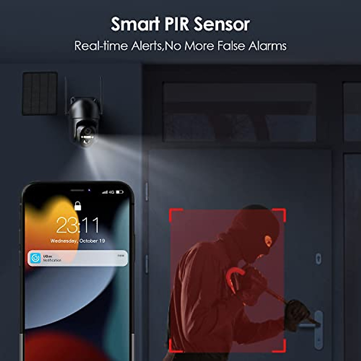 Solar Security Cameras Wireless Outdoor, SEHMUA 2K 360° View Battery Powered Outdoor Camera, WiFi Home Security with Spotlight Color Night Vision, PIR Sensor, 2-Way Audio, Siren Alarm, IP65 Waterproof