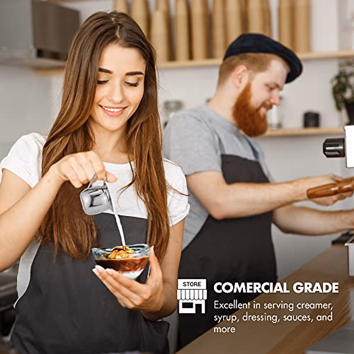 [12 Pack] 3 oz Creamer Pitcher - Stainless Steel Bell Creamers, Mini Cup Container for Serving Milk, Coffee Cream, Salad Dressing, Maple Syrup, Sugar, Espresso Machine for Restaurant, Cafes, Home Used