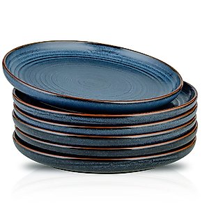 HVH Porcelain Dinner Plates Set of 6, 10.25 inch Ceramic Plates Set, Large Dinner Plates Set for Dinner, Salad, Ceramic Dinner Plates, Healthy Dinner Plates Set of 6, Farmhouse Style (Black)