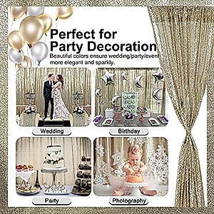 TCBESTO Champagne Gold Sequin Backdrop Curtains Glitter Drapes 2FT x 8FT 2 Panels for Wedding Birthday Party Decorations Bridal Baby Shower Party Supplies Sparkly Photography Background