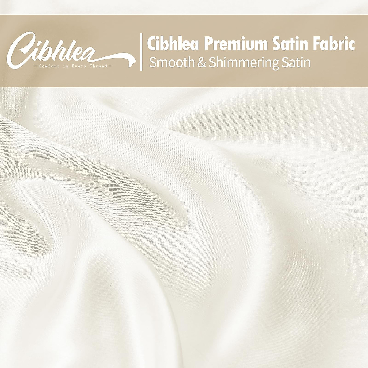 Cibhlea Premium Satin Fabric - Smooth & Shimmering Satin, 58" Wide | Ideal for Wedding Dresses, Decorations, and Crafts | Premium Quality, Soft & Silky Touch | Sold by The Yard (White, 3 Yard)