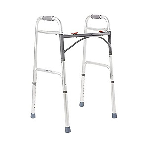 McKesson Folding Walker with Rubber Tips - Adjustable Height, Lightweight Mobility Aid, 350 lb Weight Limit, 1 Count