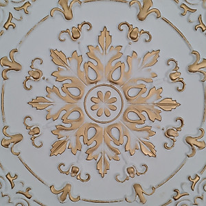 PLASTDECOR Drop in Ceiling Tiles Faux Tin Painted White Gold Coffee Decor Wall Panels PL18 10pcs/lot