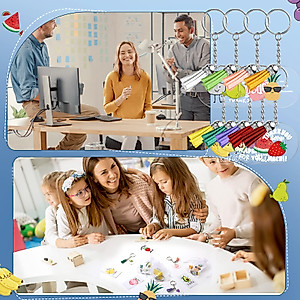 Batiyeer 36 Sets Funny Thank You Acrylic Keychains with Cute Fruit Pun Cards Employee Appreciation Gifts Greeting Note Key Rings Thank You Gifts for Team Teacher Student Staff