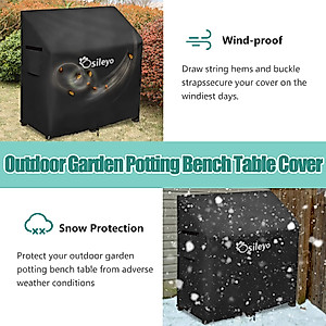 Osileyo Outdoor Garden Potting Bench Table Cover with Split Zipper,600D Tough Canvas Waterproof Anti-UV All Season Weather Complete Protection Cover.(47" x 20" x 47"),Black