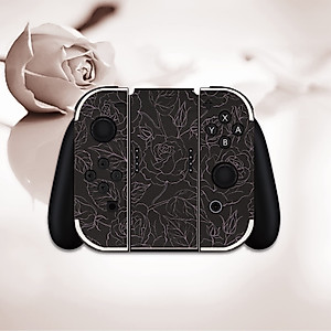 BelugaDesign Rose Switch Skin | Pastel Sticker Wrap Vinyl Decal | Flower Valentine Cute Compatible with Nintendo Switch (Switch OLED, Black)