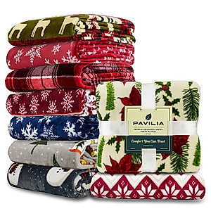 PAVILIA Christmas Snowman Throw Blanket | Grey Christmas Fleece Blanket | Soft, Plush, Warm Winter Cabin Throw, 50x60 (Grey Snowman)