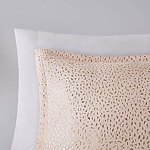 Intelligent Design - ID10-1342 Adele Ultra Soft Microfiber Metallic Print Bed Comforter Set Full/Queen Size, Blush, Gold