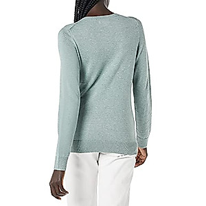 Amazon Essentials Women's Long-Sleeve Lightweight Crewneck Sweater (Available in Plus Size), Sage Green Heather, Medium