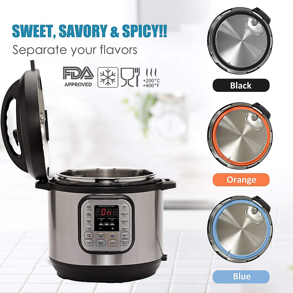 Silicone Sealing Ring for 8 Qt, Replacement Seal Gasket for Instant Pot 8 Quart Model, Food-grade Silicone, Fits Duo 8 Quart, Lux 8 Quart, Duo Plus 8 Quart, Ultra 8 Quart, Viva 8 Quart, 3-Pack