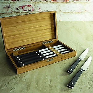 Kai Pro Steak Knife Set, 6 Steak Knives, Bamboo Box