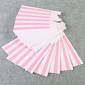 BinaryABC Popcorn Boxes,Stripe Pattern Decorative Dinnerware for Party,11.5 x 5CM,24pcs,Pink