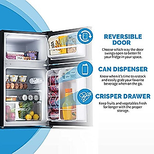 NewAir 3.1 Cu.Ft Black Mini Fridge with Freezer, 2.2 Cu.Ft Fridge, 0.9 Cu.Ft Freezer | Small Refrigerator,Dorm Refrigerators with Freezer,Compact Refrigerator, Energy Efficient