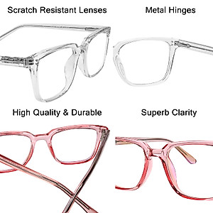Yogo Vision 2 Pack Bifocal Reading Glasses Readers for Men Women Anti Glare Lightweight Eyeglasses Transparent Clear/Transparent Pink 1.5