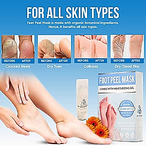 S&K ENVISION Foot Peel Mask for Dry Cracked Feet with Feet Moisturizing Gel | Make Your Feet Baby Soft | Feet Peeling Mask for Dead Skin Cells Removal | Exfoliating Natural Foot Treatment (2 Pairs)