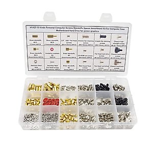 HVAZI 18 Kinds Personal Computer Screws Standoffs Spacer Assortment Kit for Computer Case Motherboard Hard Drive Fan Power Graphics