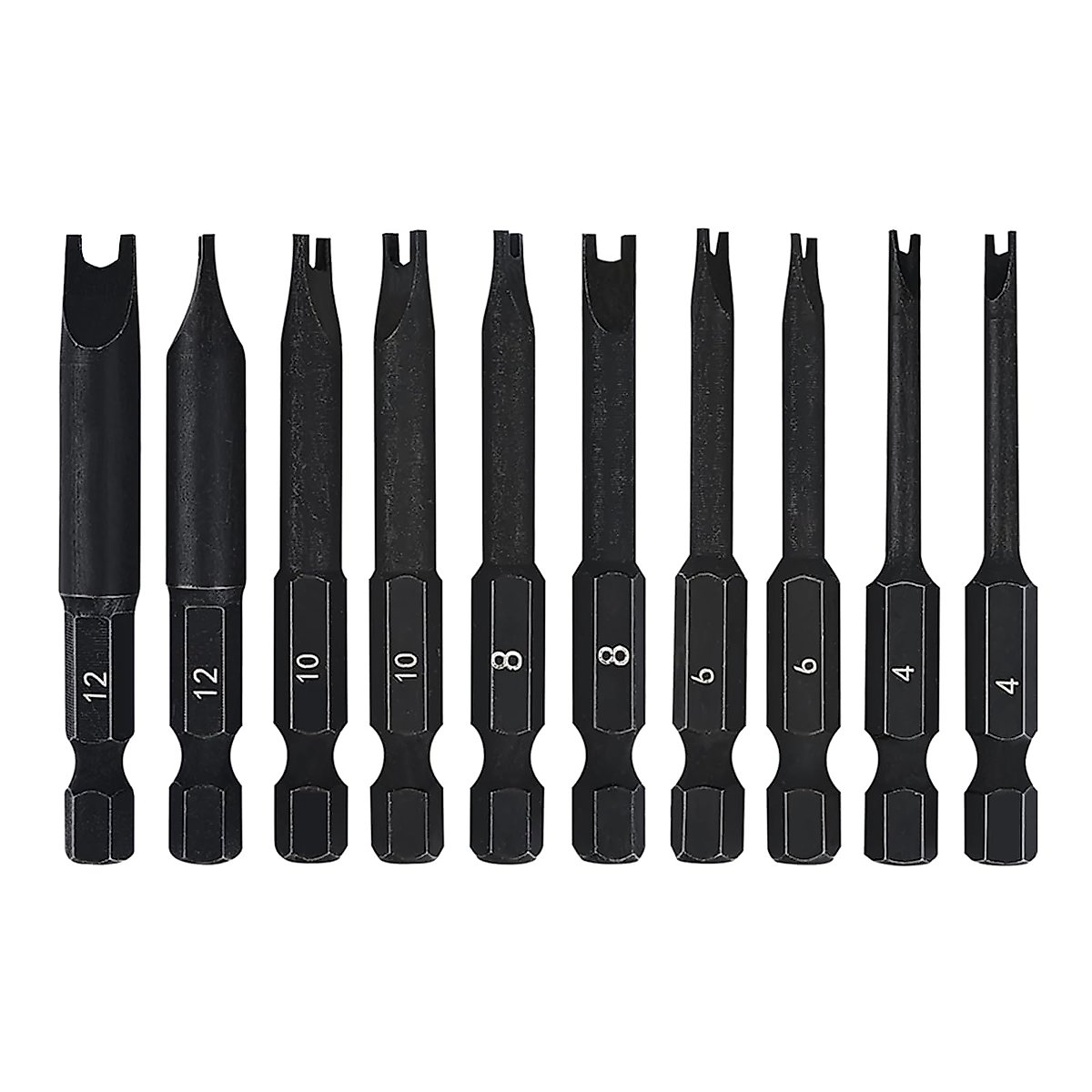 Spanner Bit Set (10 Pack - 2.3" Long Magnetic Heads) Spanner Fork Snake-Eye Security Screwdriver Bit Sizes: 4, 6, 8, 10, 12 (2 of Each Size)