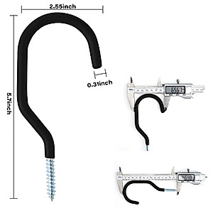 Sinoer 8 Pack Heavy Duty Bike Screw in Storage Hooks Rack,for Garage Wall and Ceiling Bicycle Storage & Heavy Duty Goods on Wall, Perfectly Utility Tool Hanger (Black)