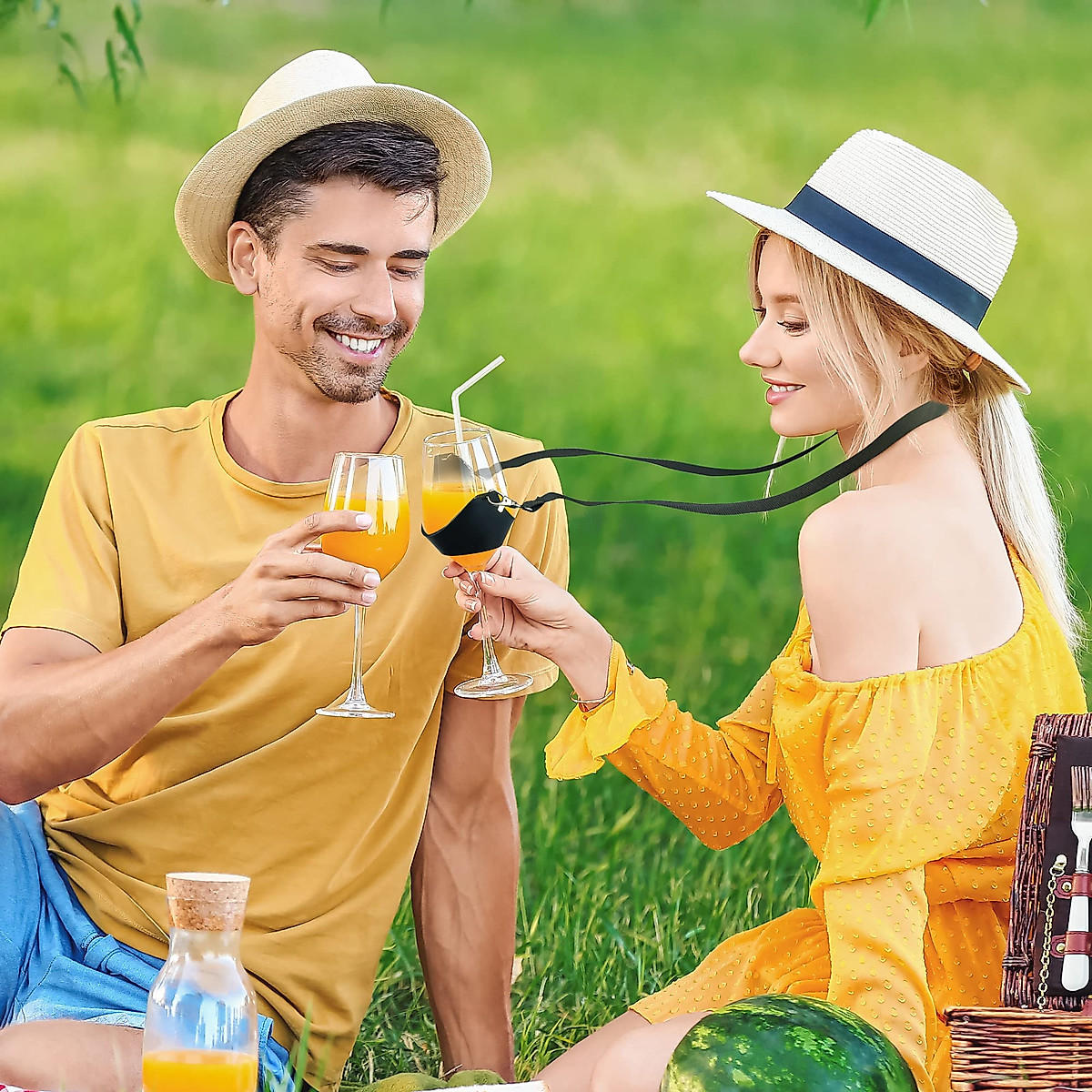 ORNOOU 5 Pieces Adjustable Wine Glass Lanyards Drink Holder with Neck Strap Insulator Holder Necklace for Wine Walk Food and Wine Festival Party Cocktail Reception