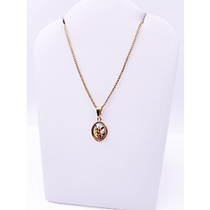 Beautiful Religious Necklace for Women Colored Saint Michael Archangel Pendant 18K Gold Plated Chain