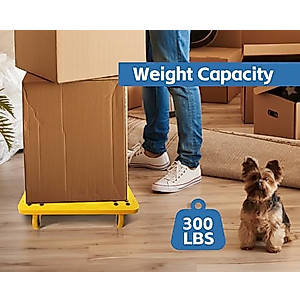 MaxWorks 50840 High Visibility Yellow 300-lb Capacity Movers Dolly with 4 Swivel Casters, 19-1/2" x 14-1/2" Platform