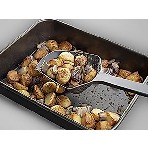 Joseph Joseph Scoop Colander Strainer Slotted Spoon, Large, Black