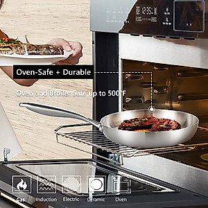 LOLYKITCH Whole Body Tri-Ply Stainless Steel 10 Inch Frying pan & 1.5QT 3QT Saucepan Cookware set of 5