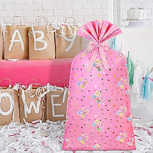 2 Pcs 70"x 40" Large Jumbo Gift Bag for Giant Gifts, Extra Big Plastic Present Bag for Huge Gifts Wrapping Bags with 2 Rolls Ribbons for Baby Shower Birthday Christmas Party Supplies (Fresh Style)
