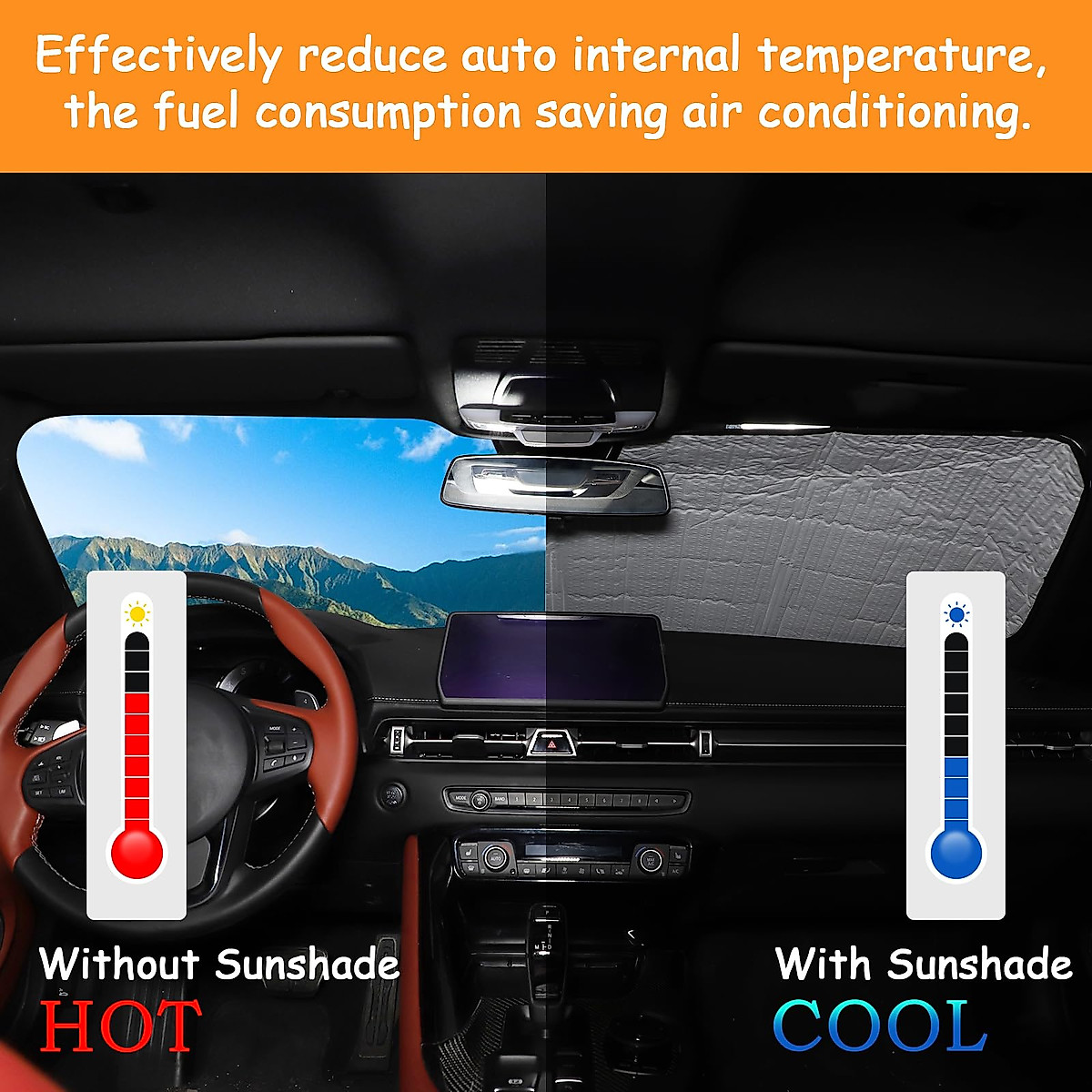 Windshield Sunshade Fit for Toyota Supra GR A90 A91 MK5 2019-2024, Folding Car Sun Shade for Front Window, Auto Sun Protection Visors Blocks UV Rays and Keeps Vehicle Cool