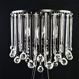 Hsyile Lighting KU300168 Unique Romance Crystal Tripod Floor Lamp Black Suitable for Bedroom,Living Room,Coffee Shop,4 Lights