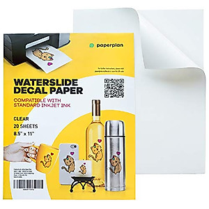 Waterslide Decal Paper Inkjet Clear (20 Sheets) Premium Water-Slide Transfer Transparent Printable Water Slide Decals A4 Size // Paper Plan