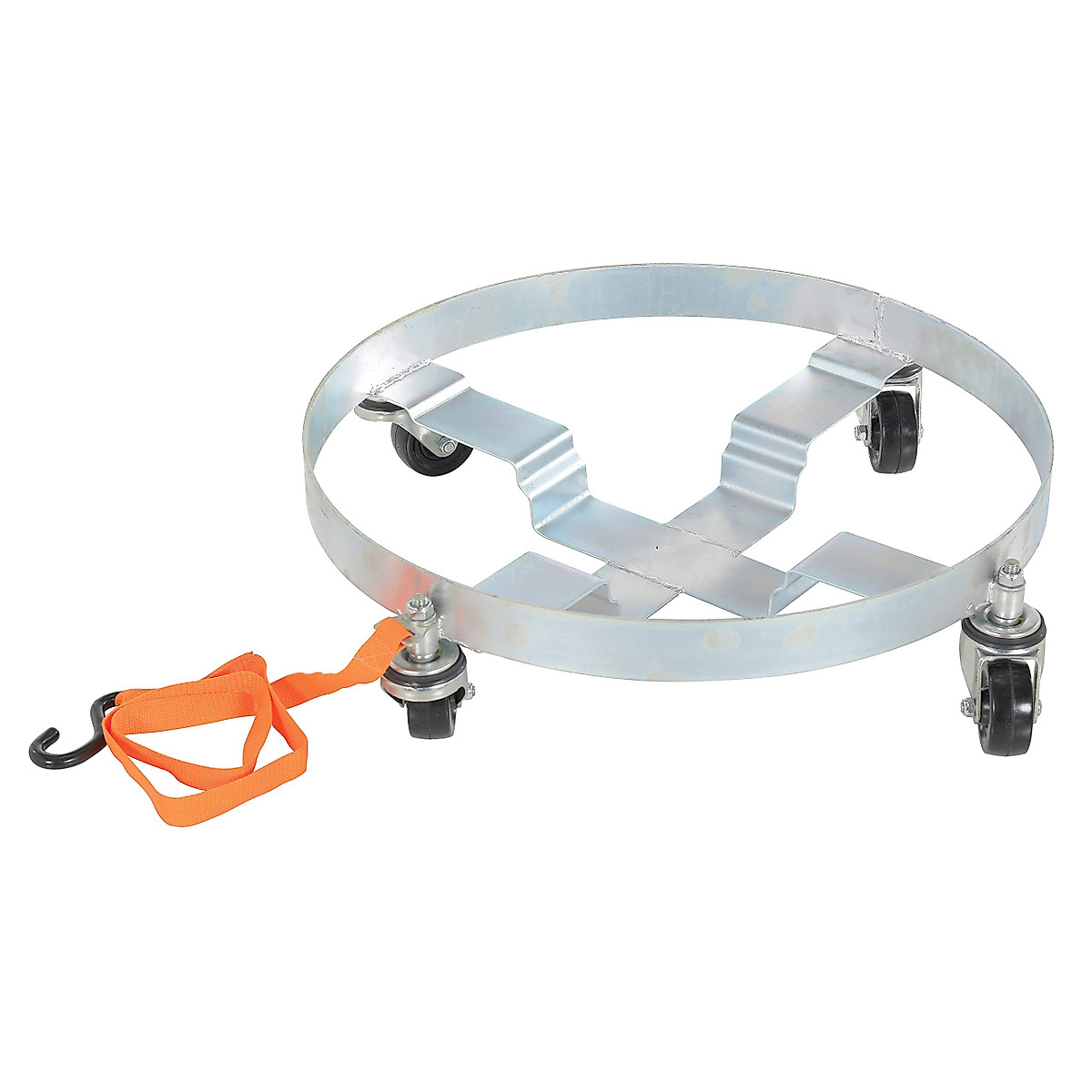 Vestil DRUM-QUAD-H Multi-Purpose Drum Quad Dolly, Bright Zinc Finish, 900 lbs Capacity