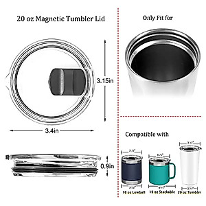 4 Pack 20 oz Magnetic Tumbler Lid with 4 Magnetic Slider Replacement, 20 oz Replacement Lid for Yeti Lids Compatible with YETI Rambler or Old Style Rtic Coffee Tumbler, Magnetic Spill Proof Tumbler