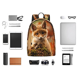 FeHuew 16 inch backpack Cute Fox Laptop Backpack Full Print School Bookbag Shoulder Bag for Travel Daypack
