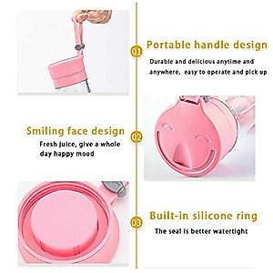 AKHUND Portable Blender Travel Juicer Smoothie Juicer Cup - Six Blades in 3D, 13oz Fruit Mixing Machine with 2000mAh USB Rechargeable Batteries, Ice Tray, Detachable Cup