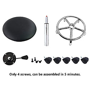 KKTONER Swivel Rolling Stool with Footrest Height Adjustable PU Leather Salon Vanity Spa Massage Office Stool Chair Small (Black)