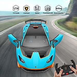 Lamborghini RC Car Rastar R/C 1/14 Lamborghini Huracán STO Model Car Blue Lamborghini Toy Car 2.4Ghz Remote Control Car for Boys 8-12