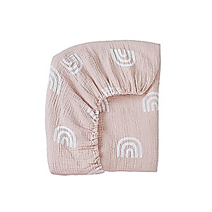 Meracorallo Muslin Fitted Crib Sheet, Soft and Breathable Rainbow Baby Crib Sheet for Standard Crib and Toddler Mattresses