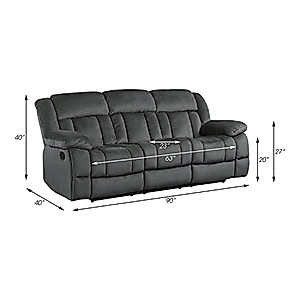 Homelegance Laurelton 90" Microfiber Double Reclining Sofa, Gray