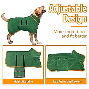 HhiMyOct Dog Drying Coat - Microfiber Dog Towel Robe Super Absorbent Pet Bathrobe Dry Fast Dog Bag, Adjustable Collar & Belly Strap Fast Drying Coat Pet Dog Cat Bath Robe Towel