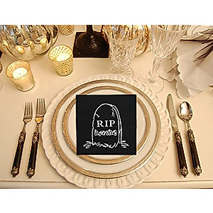 RIP Twenties Napkins,Death to My 20s Napkins, 30th Birthday Napkins,RIP to My 20s Birthday Decorations,Death to My 20s Birthday Decorations,30th Birthday Party Supplies(5 x 5 In, Silver Foil, 50-Pack)