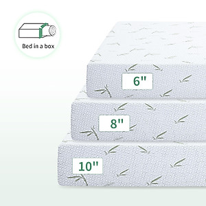 Dyonery 8 Inch Full Memory Foam Mattress, Cooling Green Tea Gel Mattress in a Box, Rayon Mattress for Breathable Sleep, Made in USA, Certipur-Us Certified, Medium Mattress, 54x75x8”