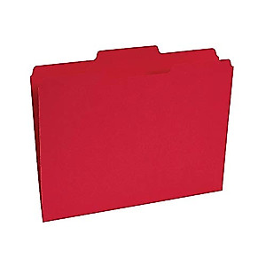 Staples 508978 Colored File Folders W/Reinforced Tabs Letter 3 Tab Red 100/Box