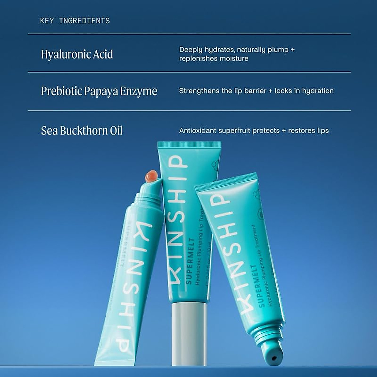 Kinship Supermelt Lip Smoothing Jelly Mask - Moisturizing Daily Lip Treatment + Hyaluronic Acid - Hydrating + Exfoliating Lip Gloss - Soft + Plump - Quick Melting Balm - Soothe Dry Lips (.3 oz)