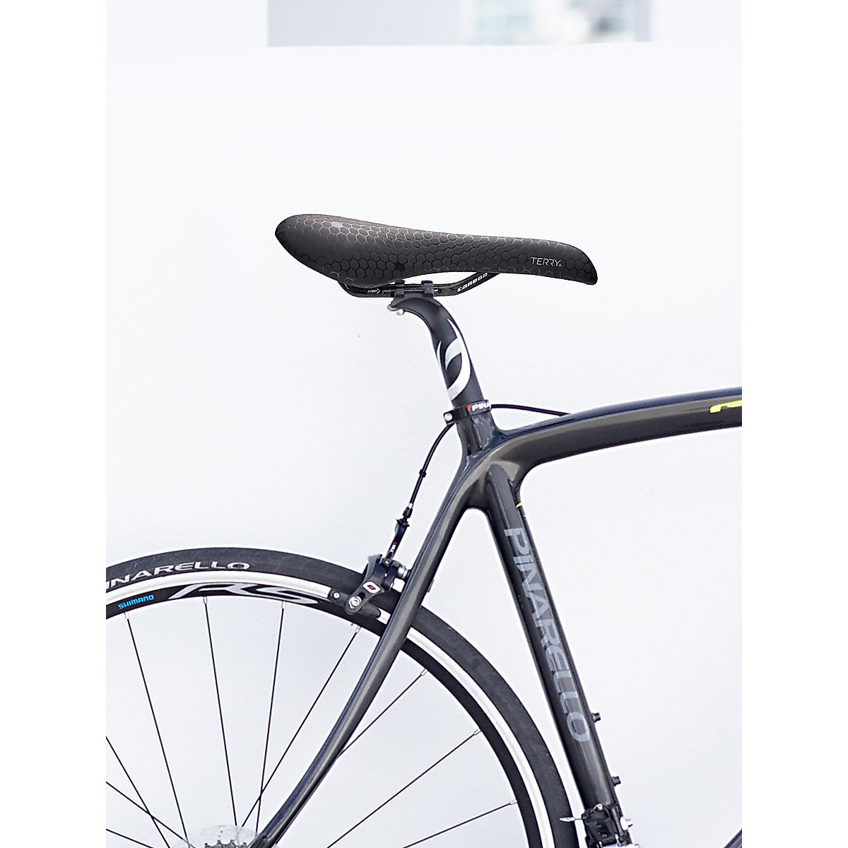 Terry Fly Carbon Mountain Bicycle Saddle - Bicycle Seat for Men - Flexible & Comfortable - Lightweight, Low Profile, Flat Top - Black Leather