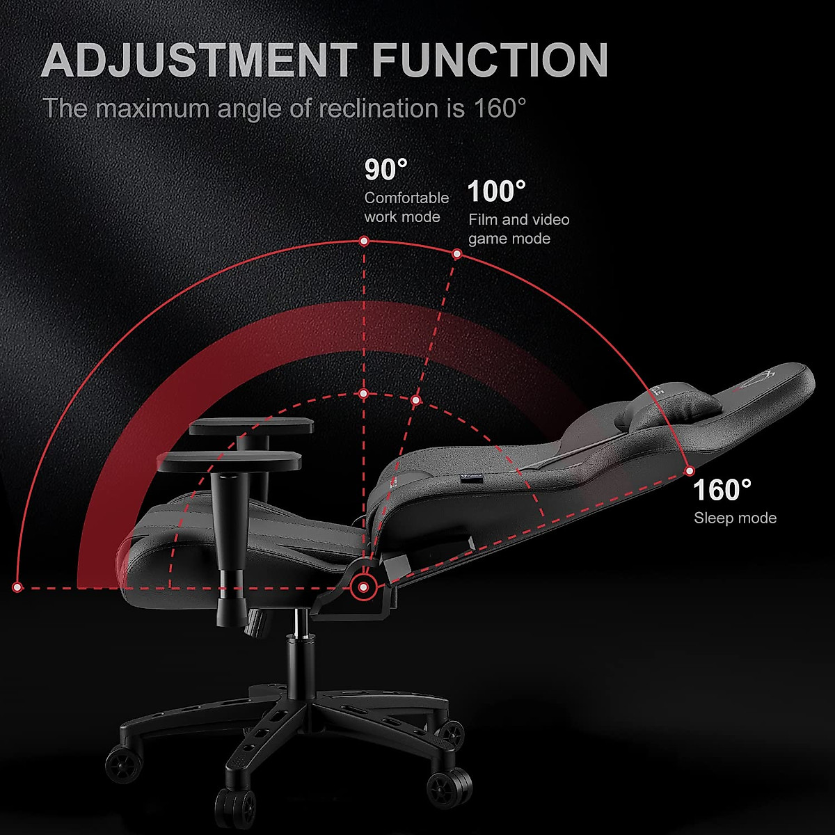 Gaming Chair - Furgle Computer Chair - Racing Style High-Back Office Chair - PU Leather Ergonomic Video Game Chairs for Adults - Adjustable Armrests - Headrest and Lumbar Support - Rocking Mode -Black