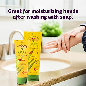 Lily Of The Desert Gelly Moisturizer - 99% Organic Aloe Vera Gel for Skin, After Sun Care with Aloe, Vitamin E Oil, and Vitamin C for Sunburn Relief, 4 Fl Oz